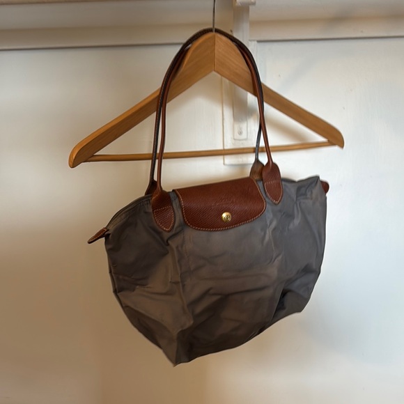 Longchamp | Bags | Longchamp Gray And Brown Tote Bag | Poshmark